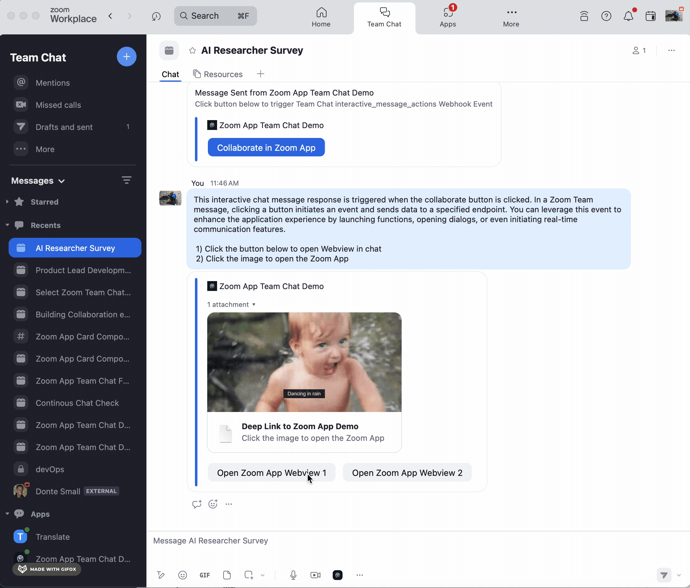 Build collaborative Zoom Team Chat experiences: Zoom Apps framework